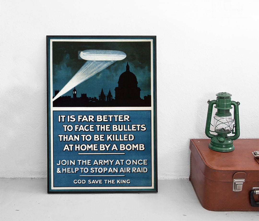 WWI Propaganda Poster Great Britain "zeppelin Warning" Art Wall Print ...