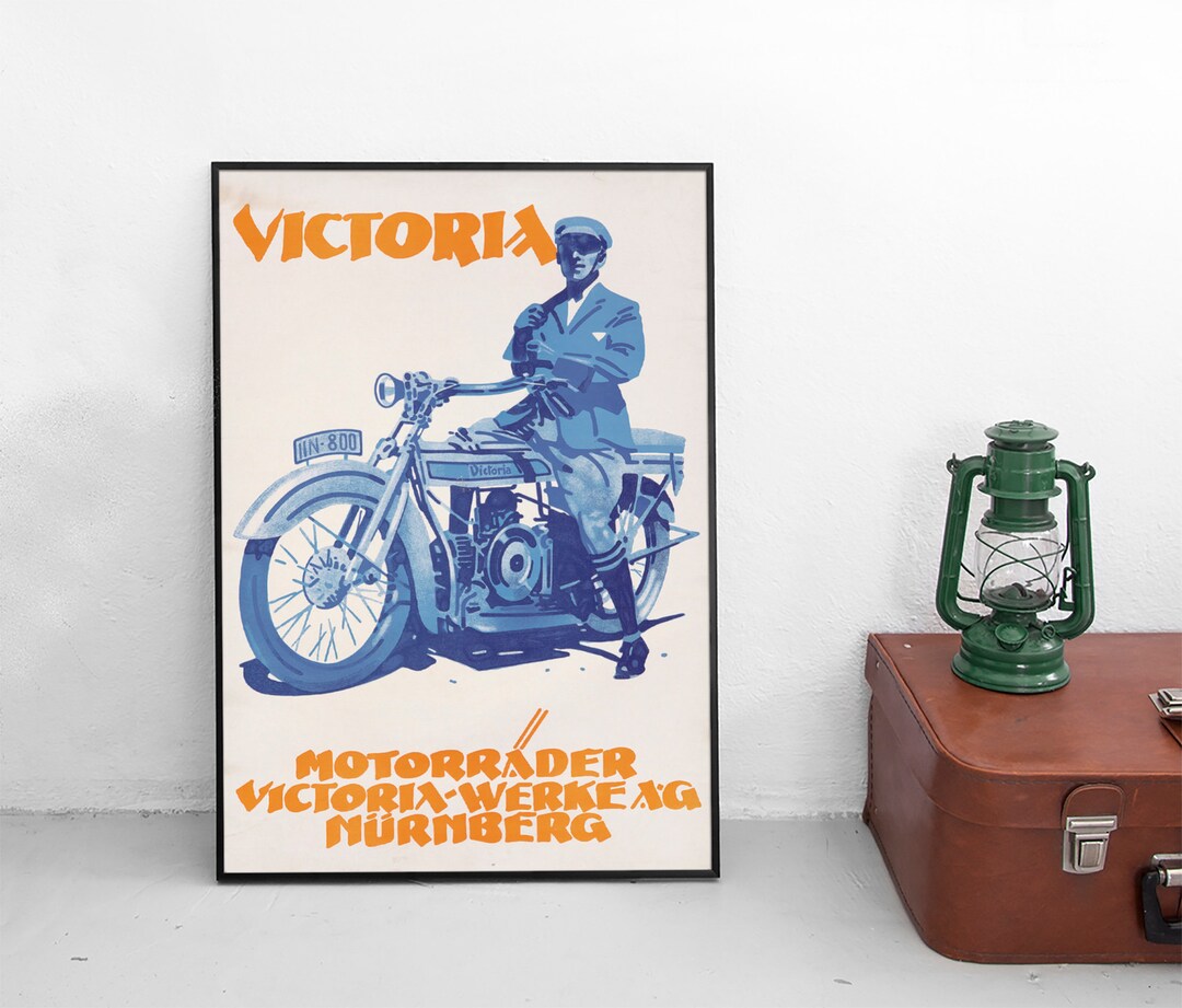 Vintage 1920s German Motorcycle Advertisement Poster "victoria" Germany ...
