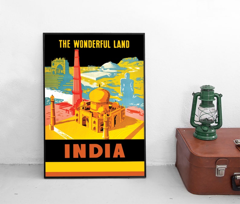 Vintage India Travel Poster, "the Wonderful Land" Wall Art - Etsy UK
