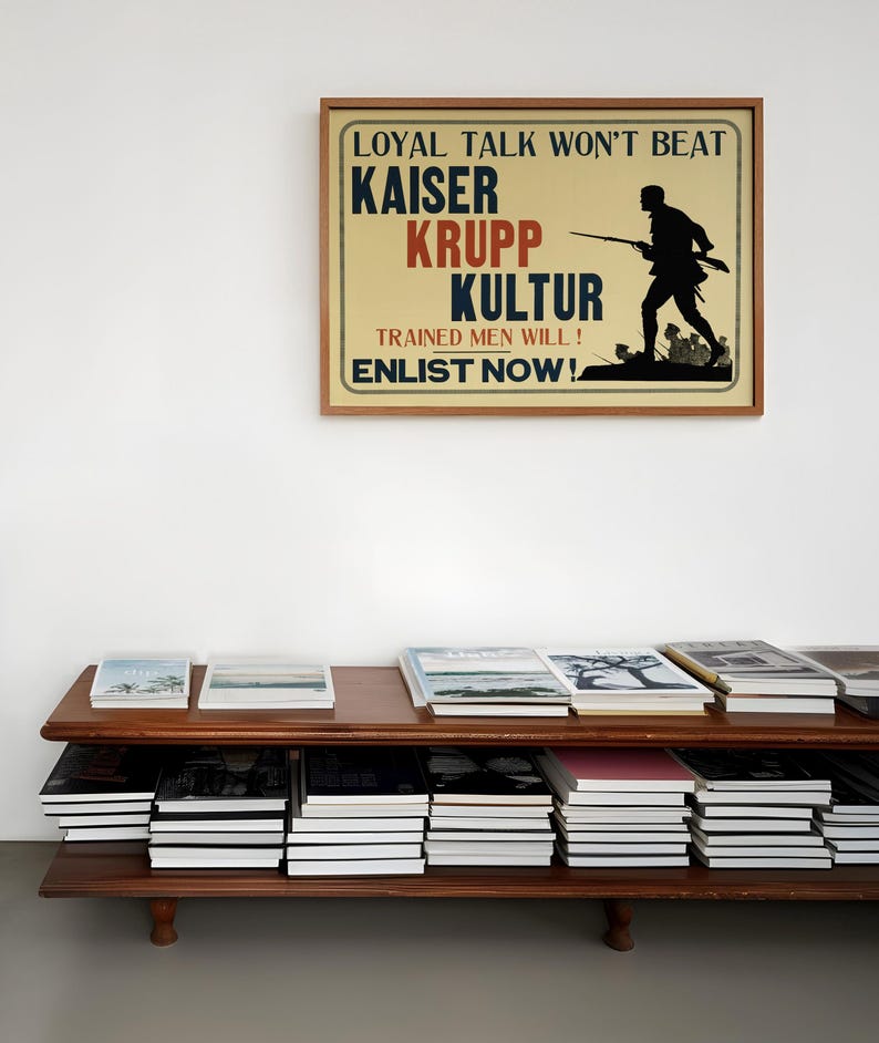 WWI Propaganda Poster: "kaiser Krupp Kultur - Enlist Now!" Art Print - Etsy