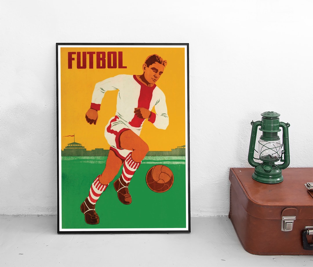 Poster "futbol" Spanish Football Vintage Art Wall Print Soccer Spain ...