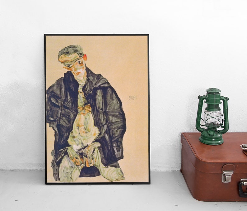 Egon Schiele Self Portrait Print: Expressionism Art, Vintage Home Decor ...