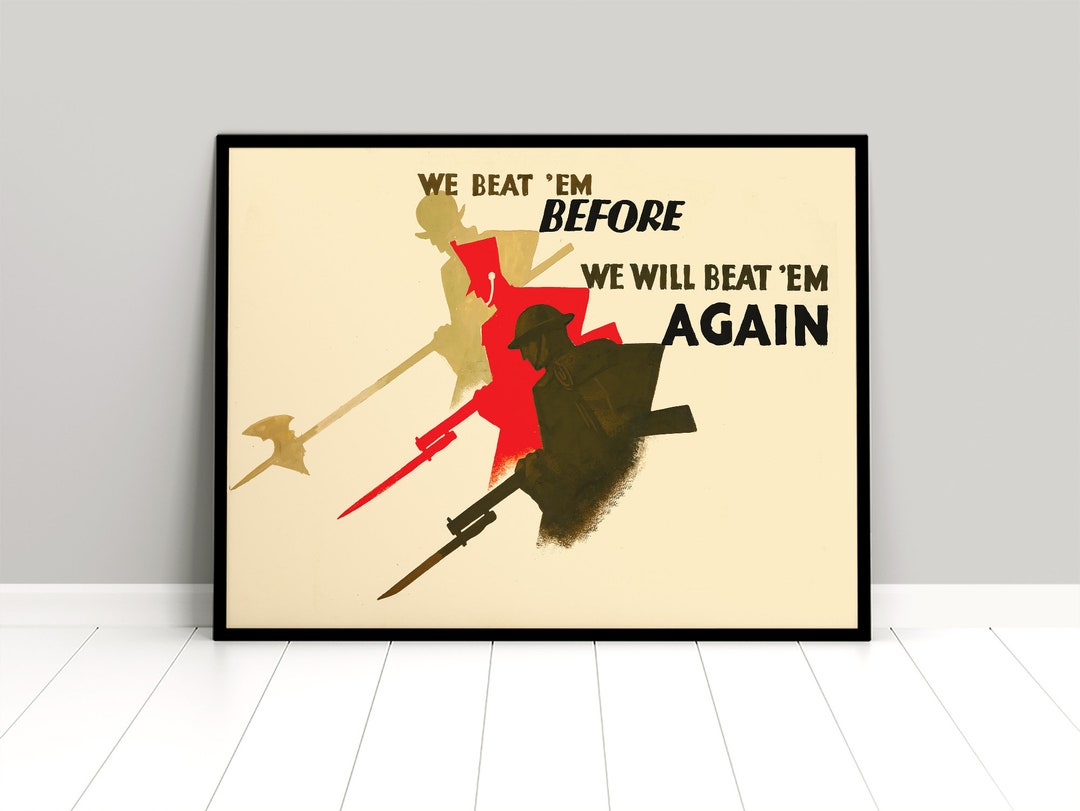 WWI British Anti-german Propaganda Poster: "we Will Beat Them Again" - Etsy