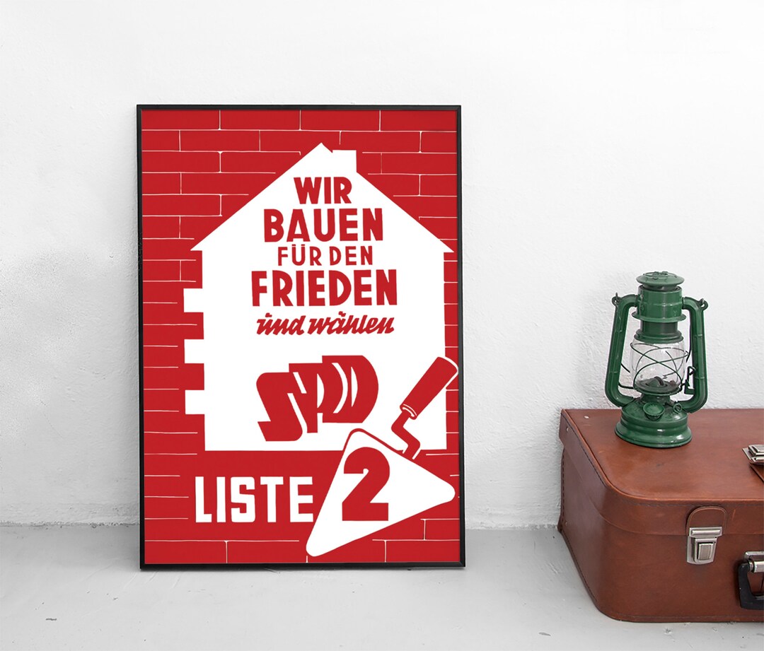 1956 German Labour Party Election Poster: Social Democracy Peace Print ...