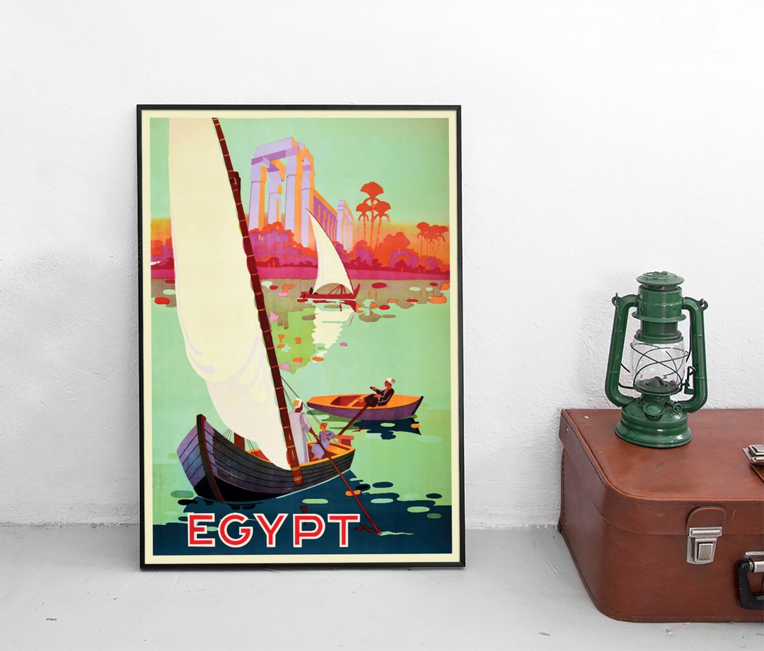 Travel Poster "egypt" Sailing Boat Ruins Pharaoh Red Sea River Nile ...