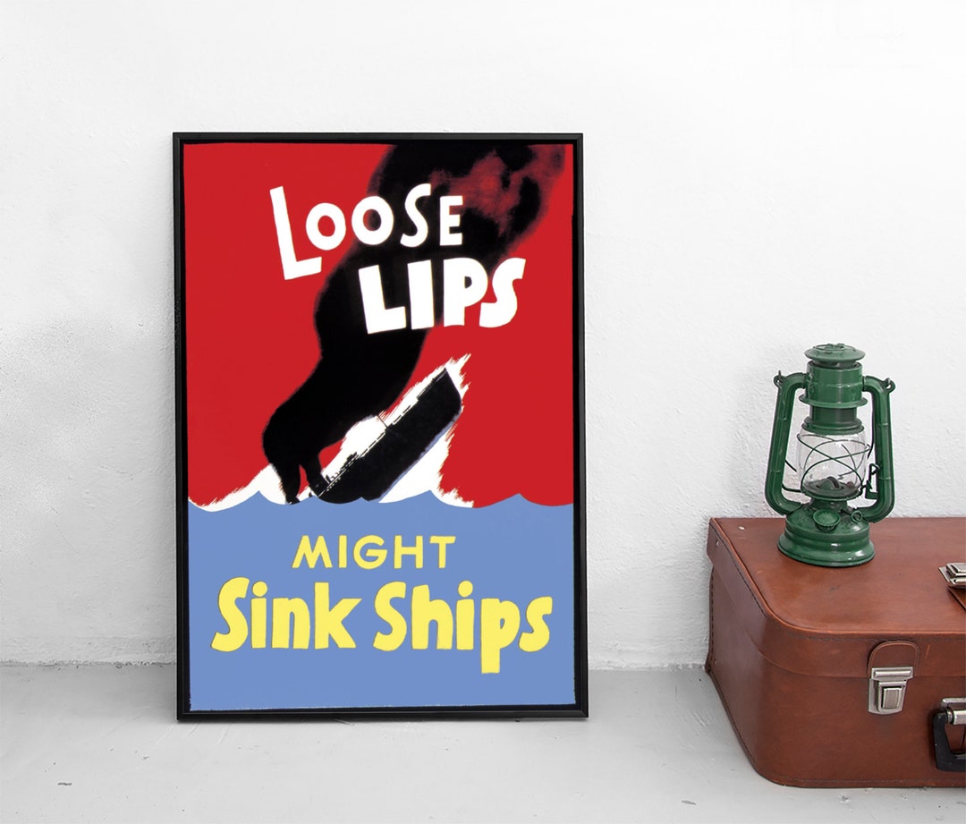 WWII Propaganda Poster USA "loose Lips Might Sink Ships" - Etsy