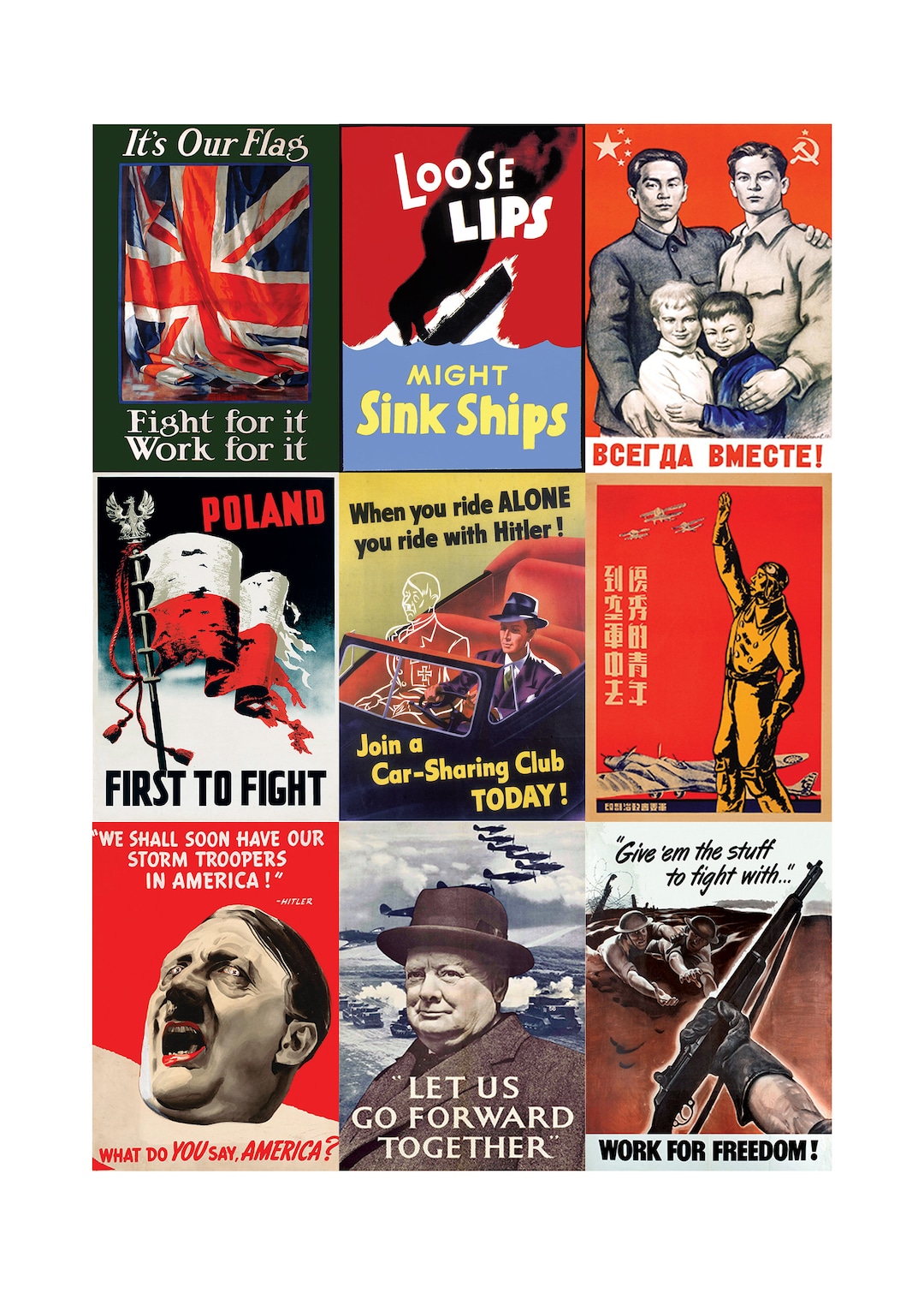 Propaganda Posters Second World War Allies USA UK Army Royal Air Force ...