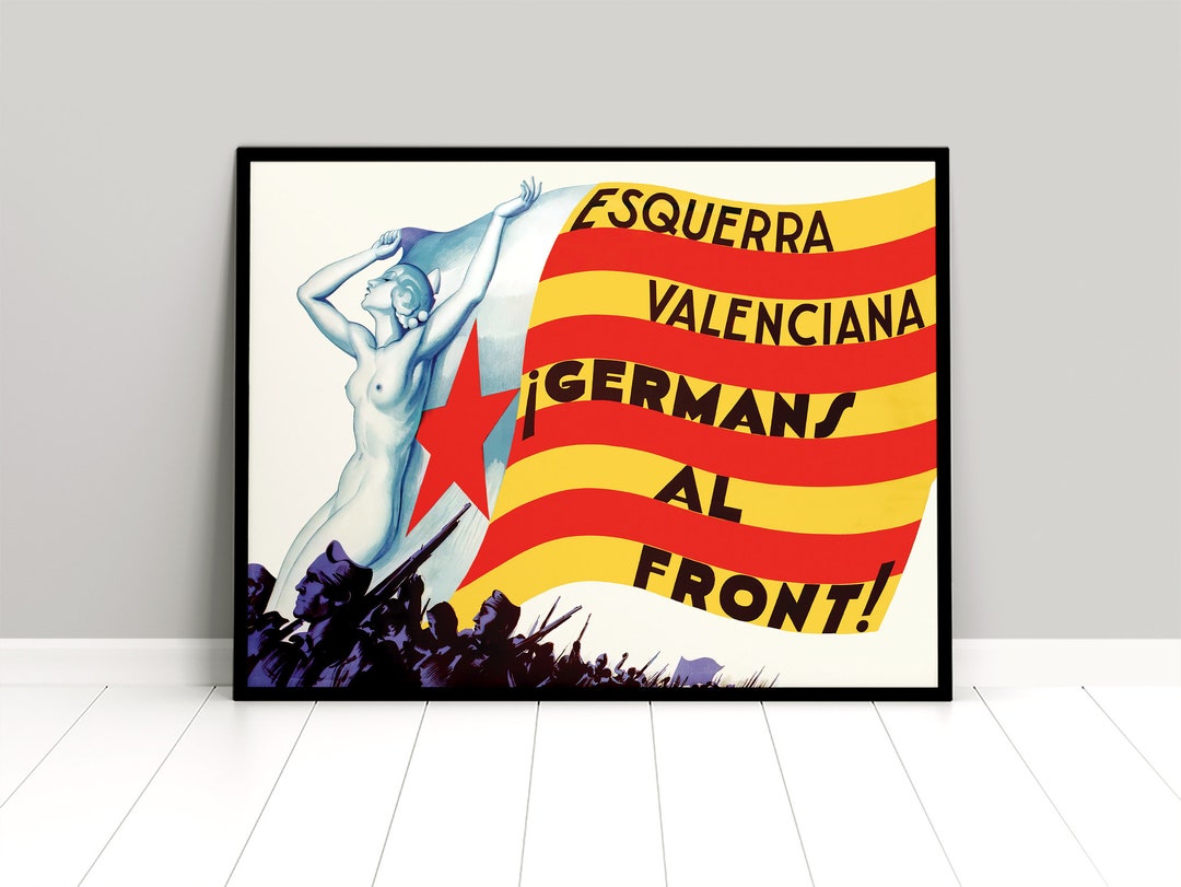Spanish Civil War Poster: "valencian Left. Brothers to the Front!" UGT ...