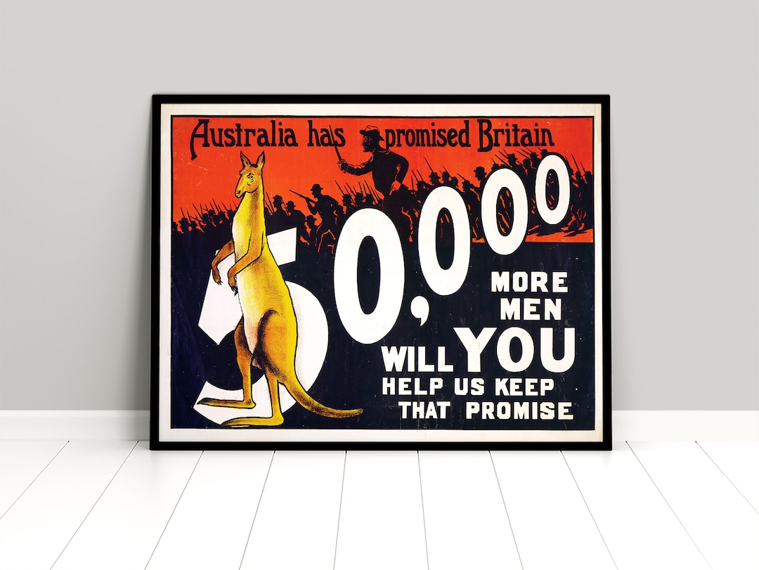 WWI Australian Propaganda Poster: "50,000 More Men" Art Print - Etsy