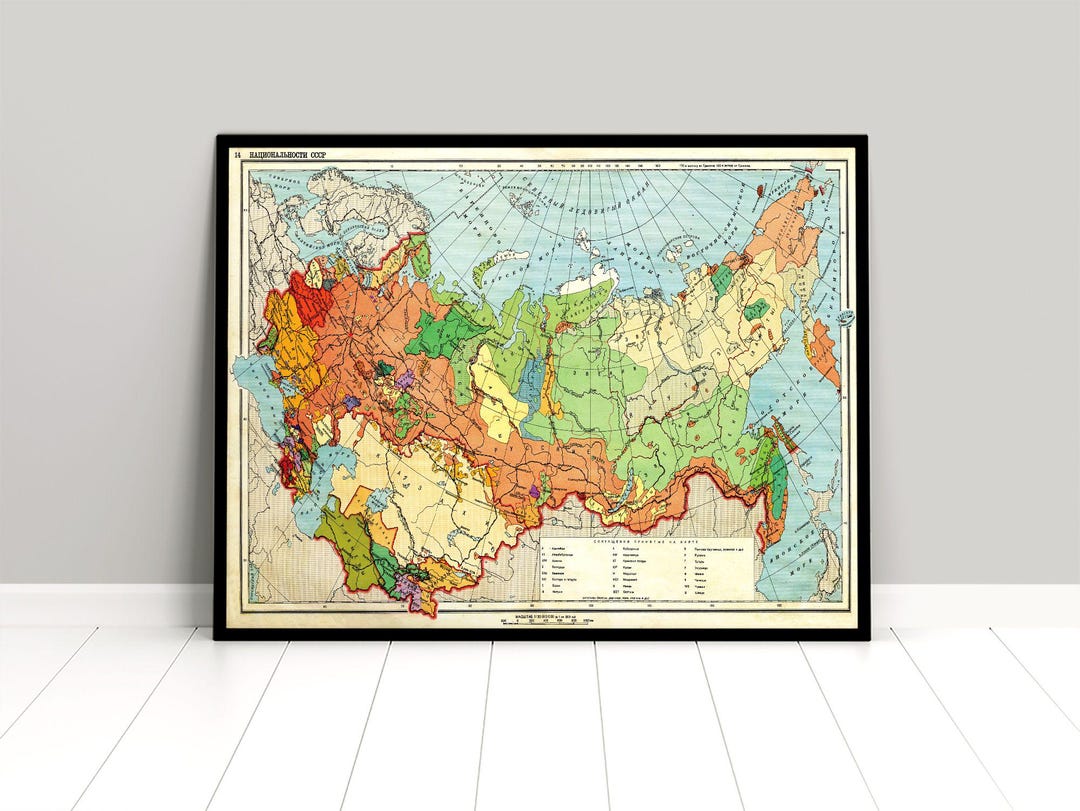 Soviet Union Ethnic Groups Map, Vintage History Poster - Etsy