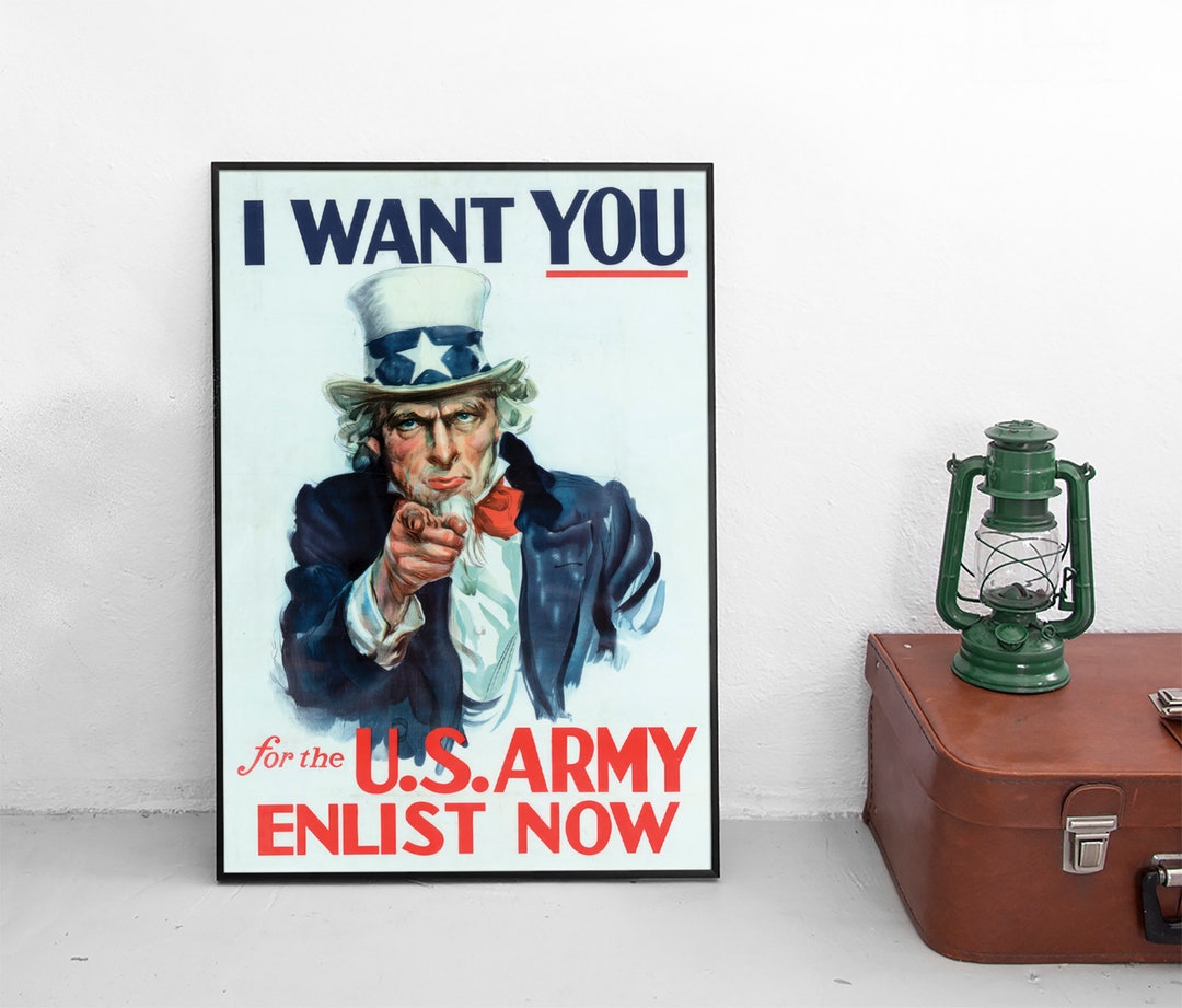 Recruitment Poster USA "i Want You for US Army" War Effort Motivation ...