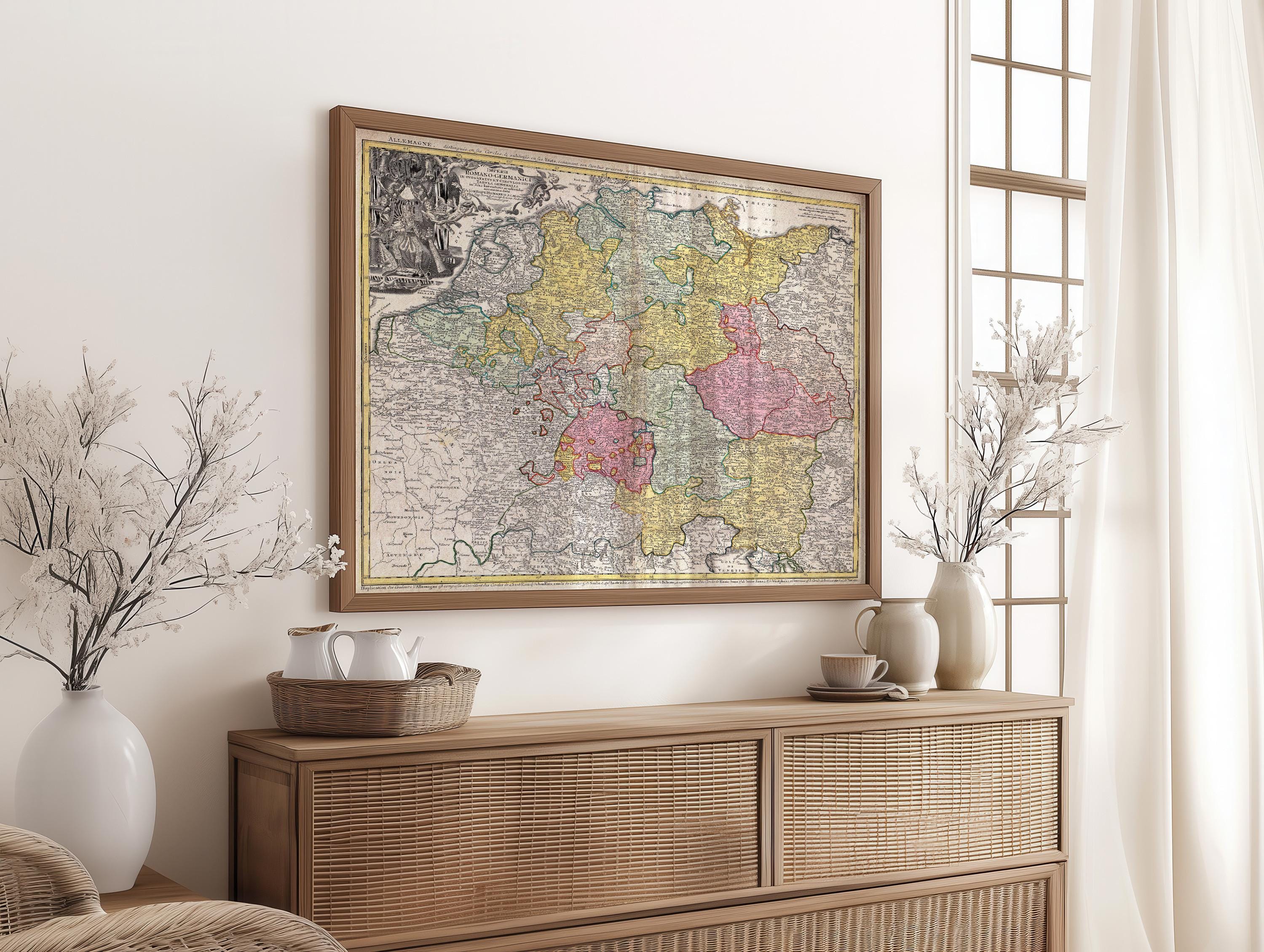 1740 Holy Roman Empire Map Art Print: Germanic Nation History - Etsy