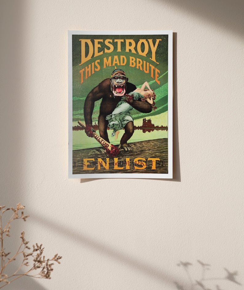 Anti-german WWI Propaganda Poster USA "destroy This Mad Brute" - Etsy