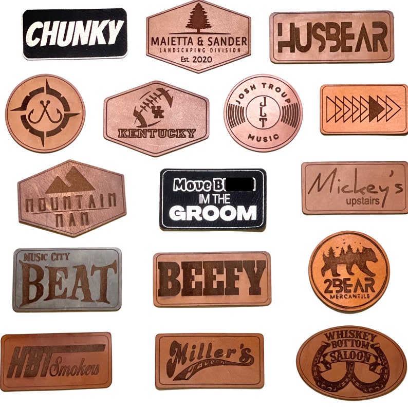 Custom Leather Patches Engraved Leather Patches Genuine - Etsy