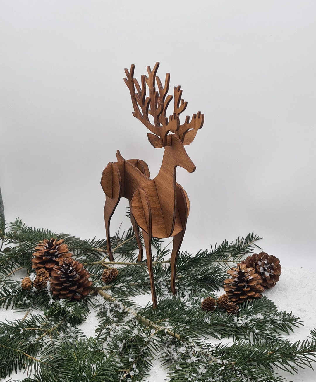 3D Reindeer Made of Wood large pretty Modern Reindeer as Christmas ...