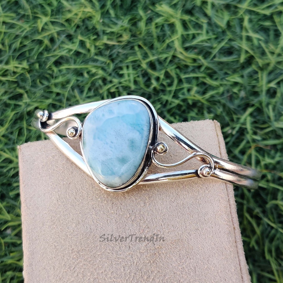 Natural Larimar Bangle Gemstone Bangle Designer Bangle - Etsy