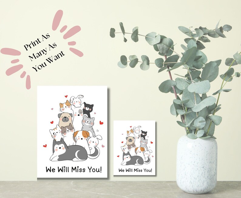 Missing You Greeting Card – Cute Animal Design- Digital Download in 2 ...