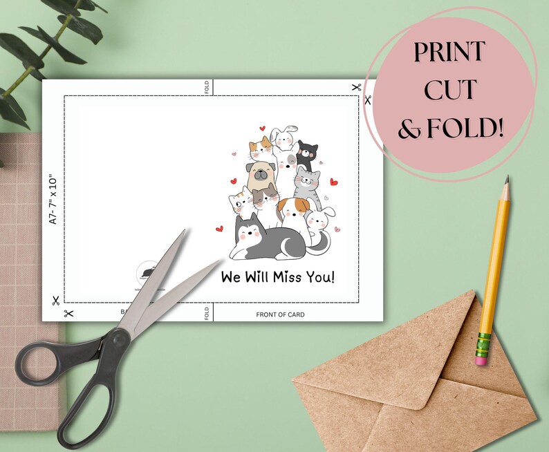 Missing You Greeting Card – Cute Animal Design- Digital Download in 2 ...