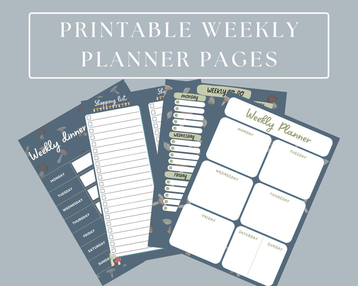 Weekly Planner Set Whimsical Mushroom Theme: Stay Organized in Style ...