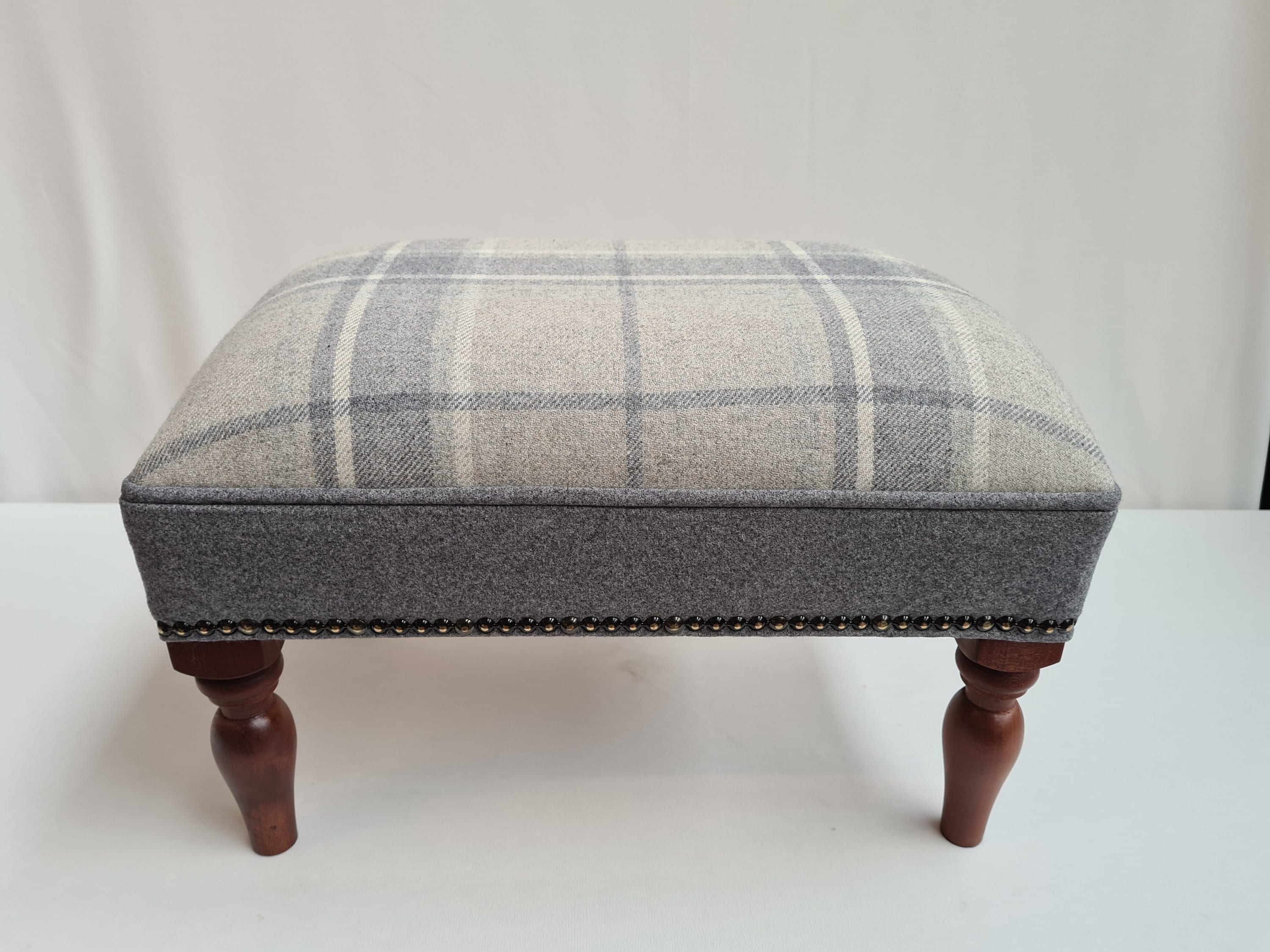 Footstool Upholstered in Laura Ashley Highland Check Steel - Etsy UK