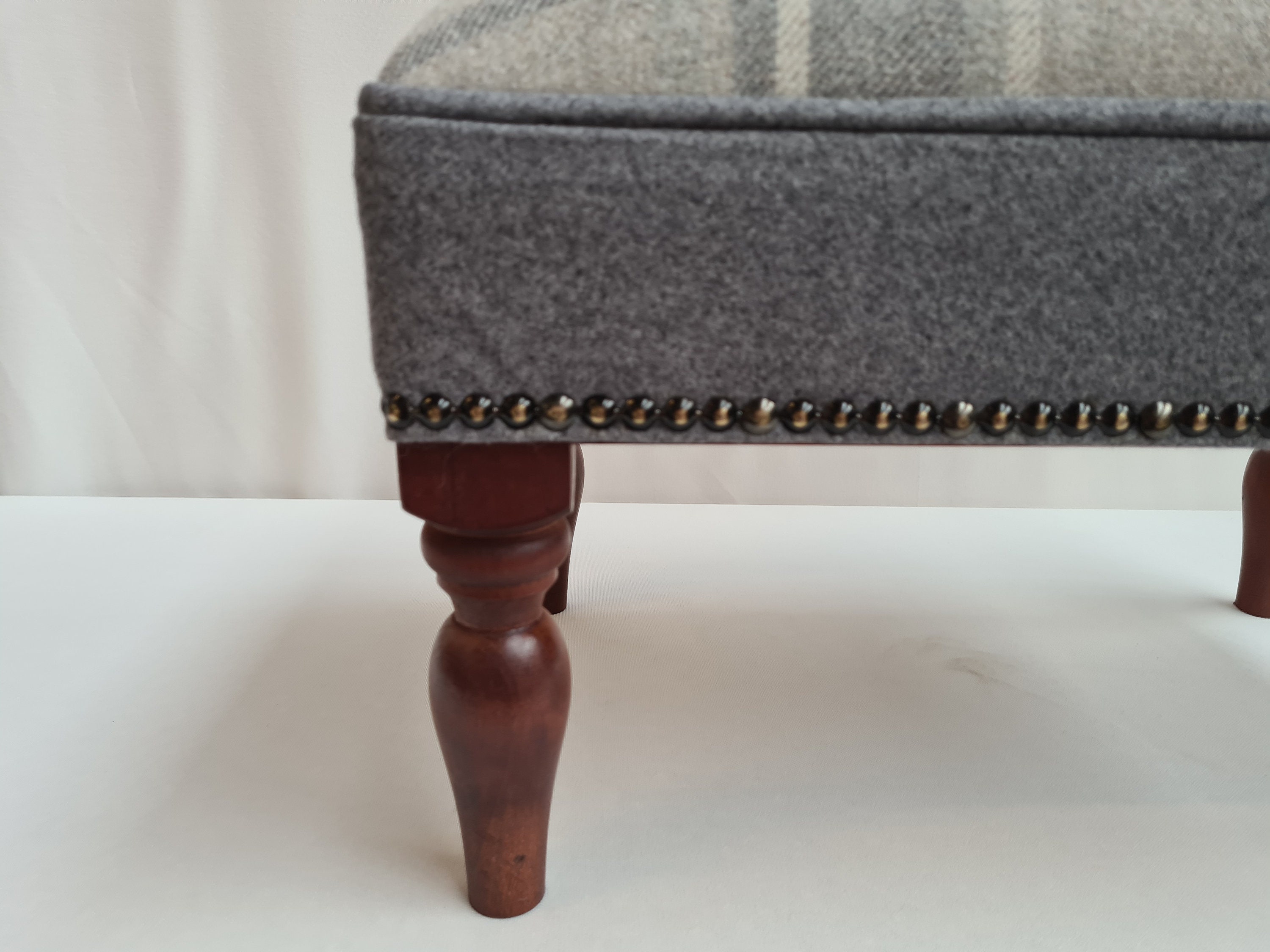 Footstool Upholstered in Laura Ashley Highland Check Steel - Etsy UK
