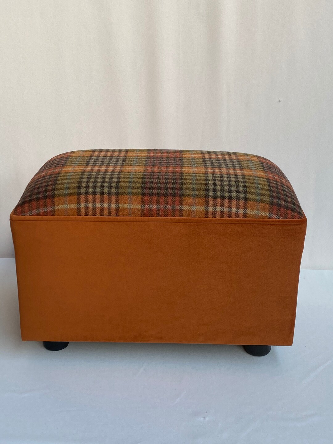 Footstool / Poufee Upholstered in Art of the Loom Bertie - Etsy UK