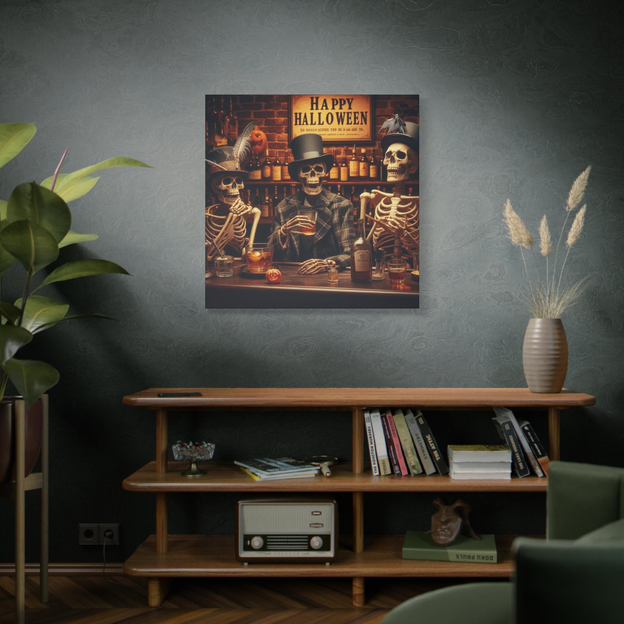 The Old Fashioned Skeleton Bar Canvas | Skeleton Design | Liquor ...