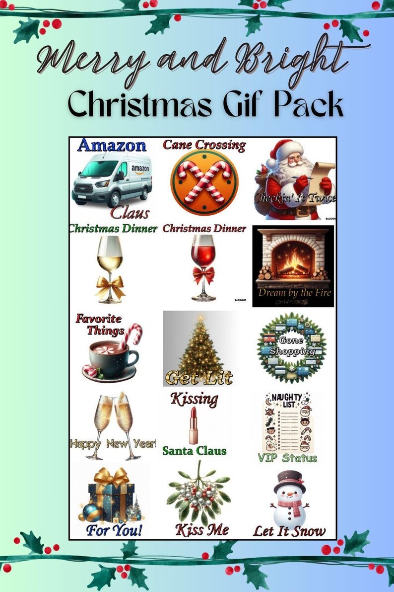 Merry and Bright | Animated Glitter Christmas GIF Files - Etsy