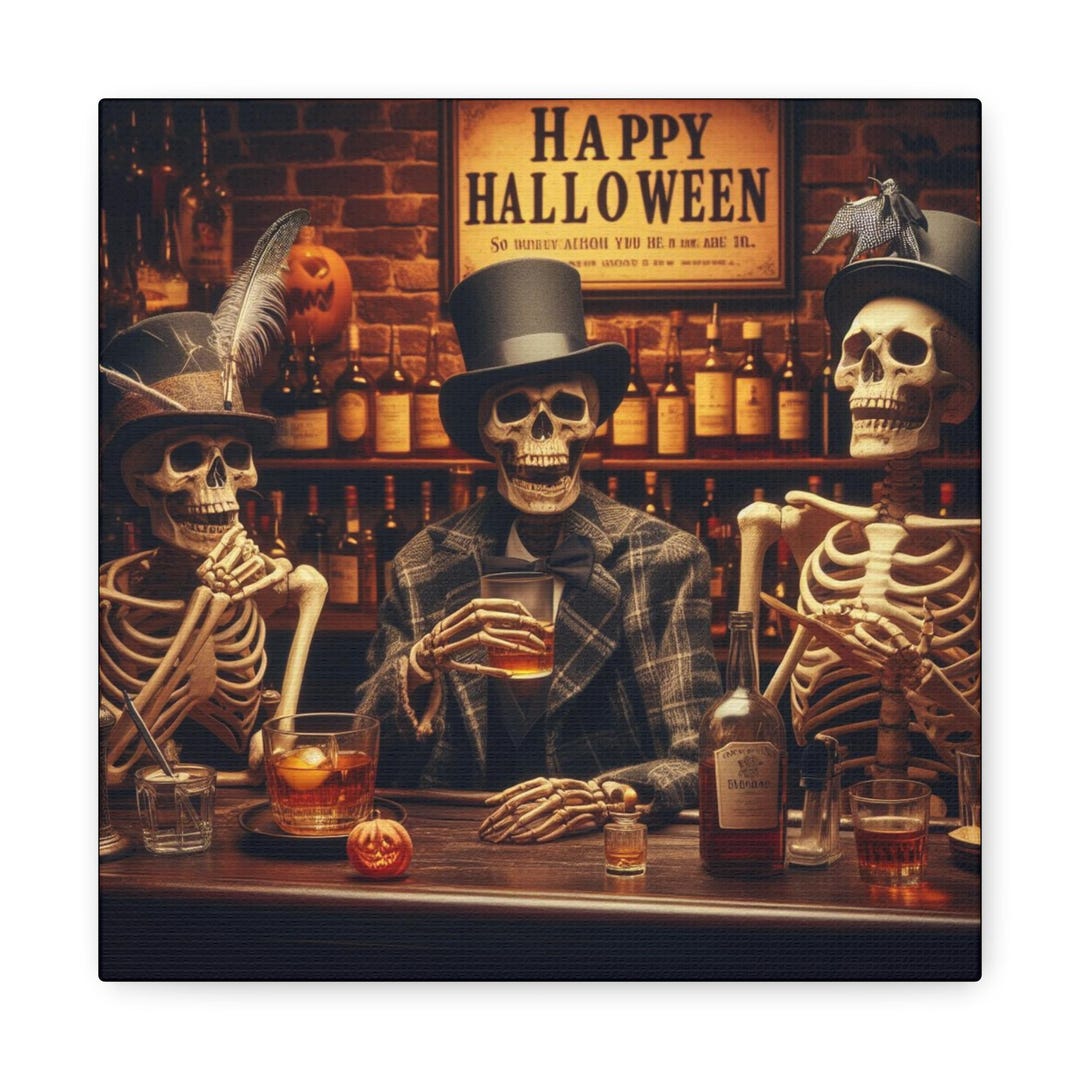 The Old Fashioned Skeleton Bar Canvas | Skeleton Design | Liquor ...