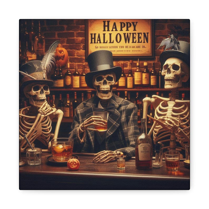 The Old Fashioned Skeleton Bar Canvas | Skeleton Design | Liquor ...