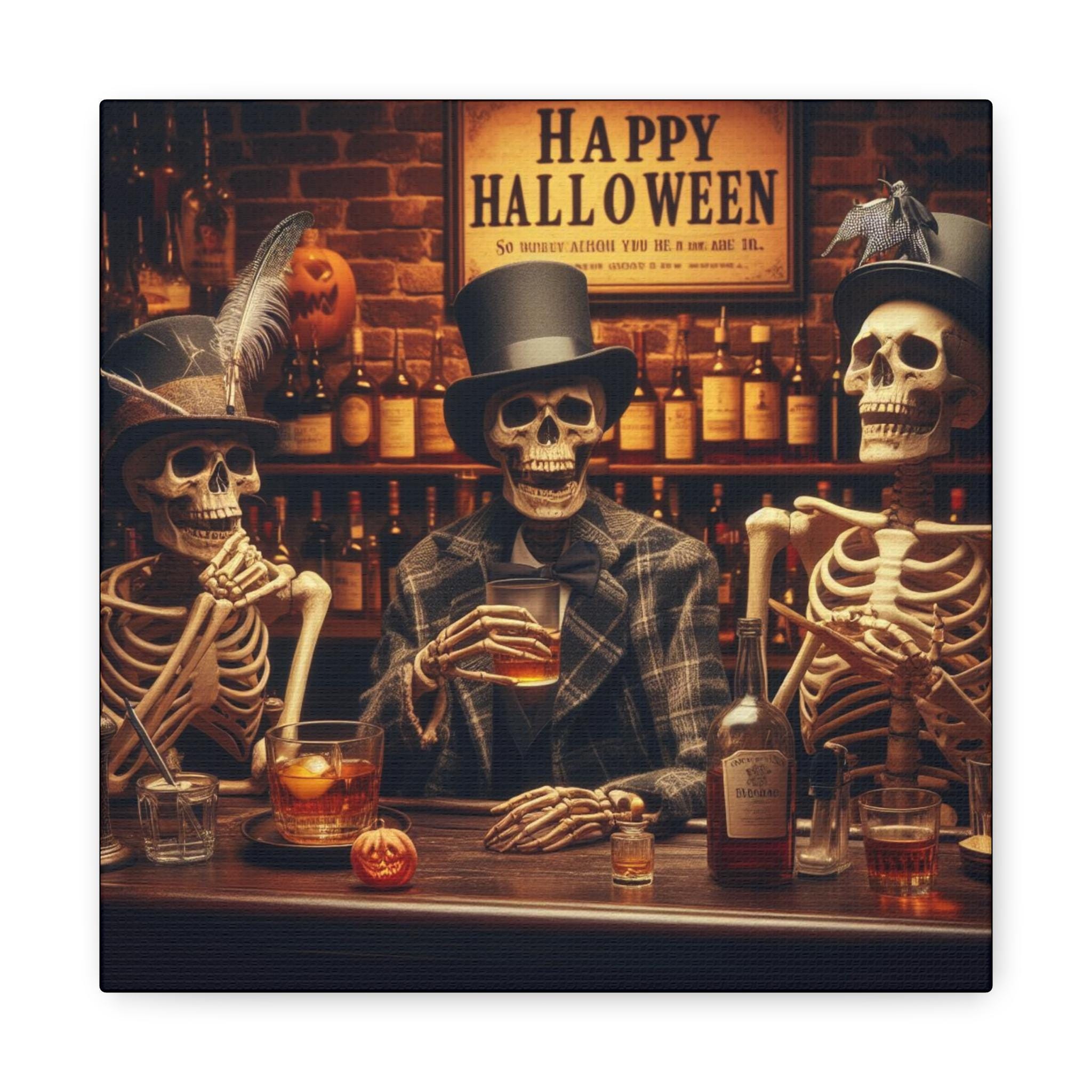 The Old Fashioned Skeleton Bar Canvas | Skeleton Design | Liquor ...