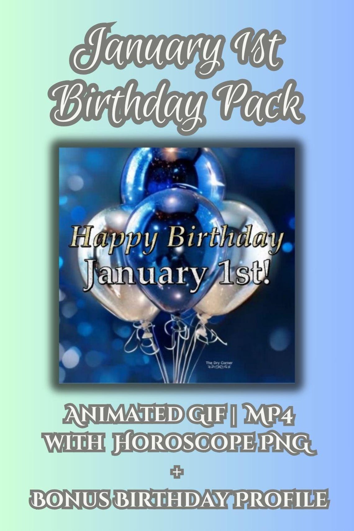 January 1st Birthday Pack | Animated GIF | MP4 | Horoscope PNG | Bonus ...