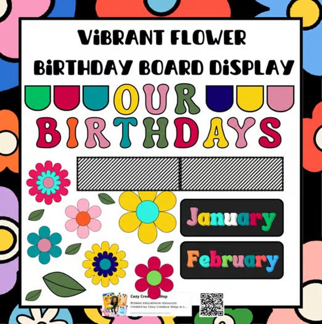 Vibrant Flower Classroom Birthday Board Display Set - Etsy