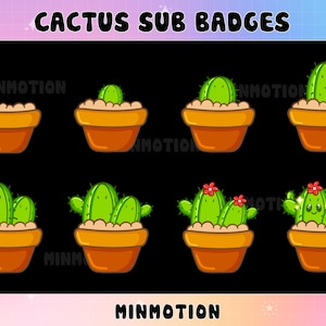 Cactus Twitch Sub Bit Badges / Kawaii Cactus Twitch / Plant Badge ...