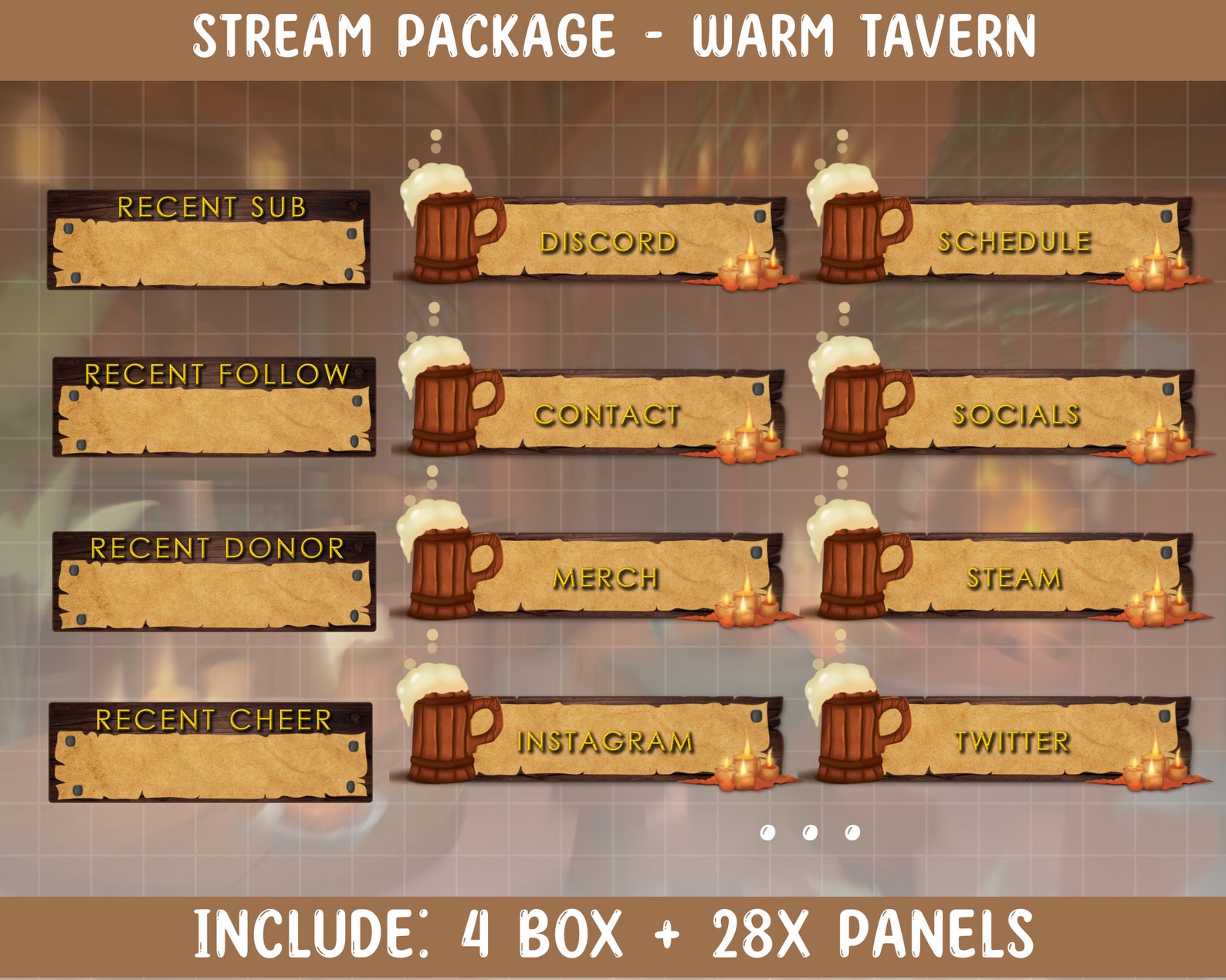 Animated Warm Tavern Twitch Stream Full Package / Medieval Fantasy ...