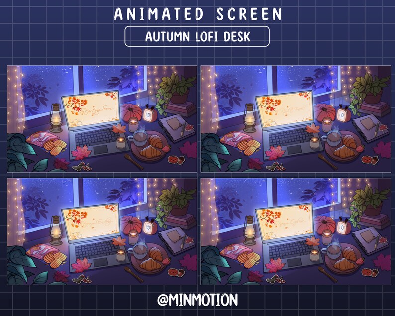 Animated Autumn Night Lofi Desk Twitch Stream Package/ Autumn - Etsy