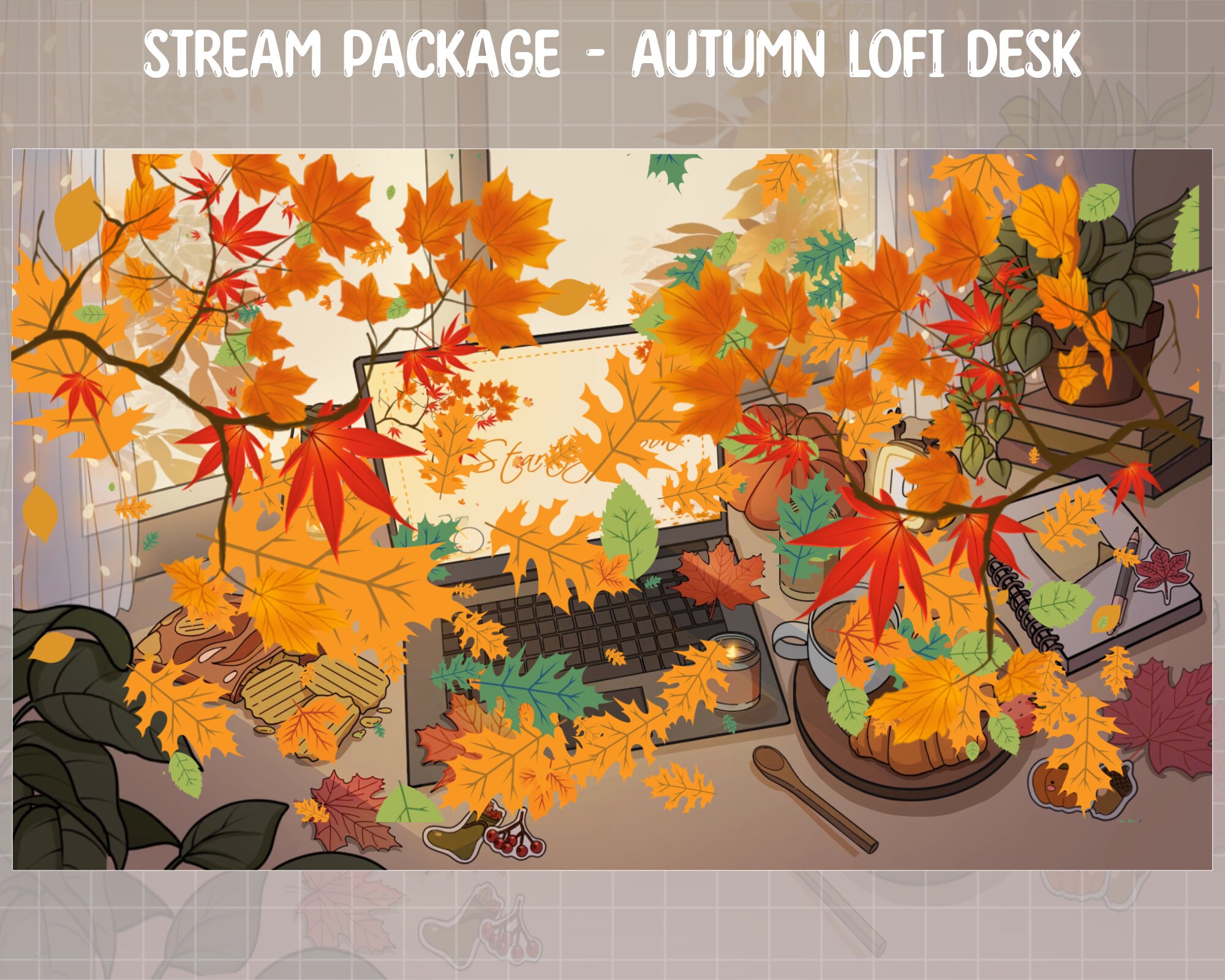 Animated Autumn Lofi Desk Twitch Stream Package/ Retro Lofi - Etsy