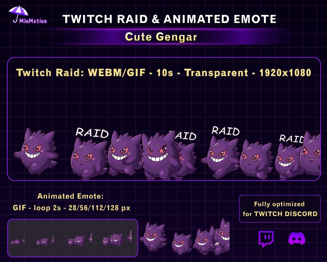 Animated Cute Gengar Running Twitch Raid Alert, Funny Gengar Stream ...