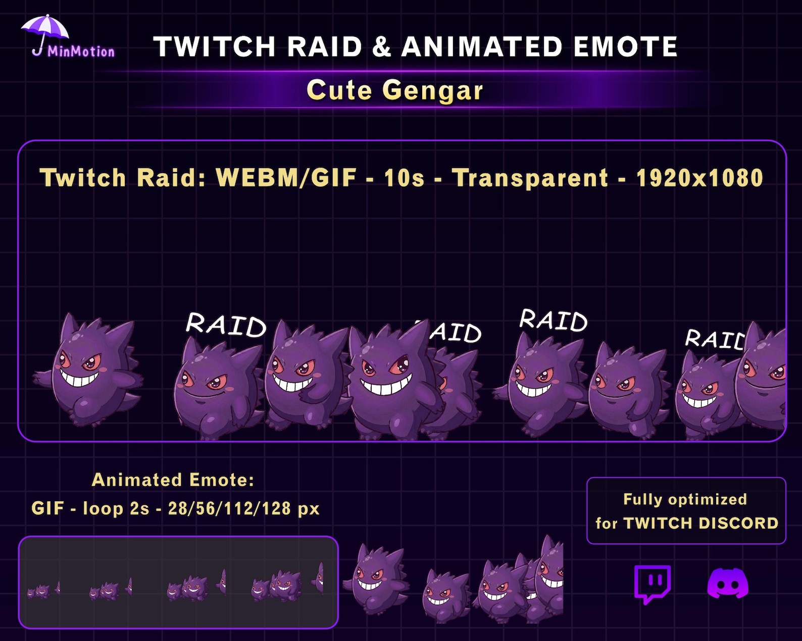 Animated Cute Gengar Running Twitch Raid Alert, Funny Gengar Stream ...