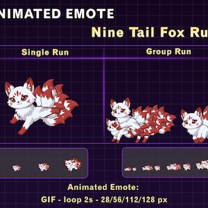 Animated Nine Tail Fox Run Emote Pack Twitch, Single & Group Run, Funny ...