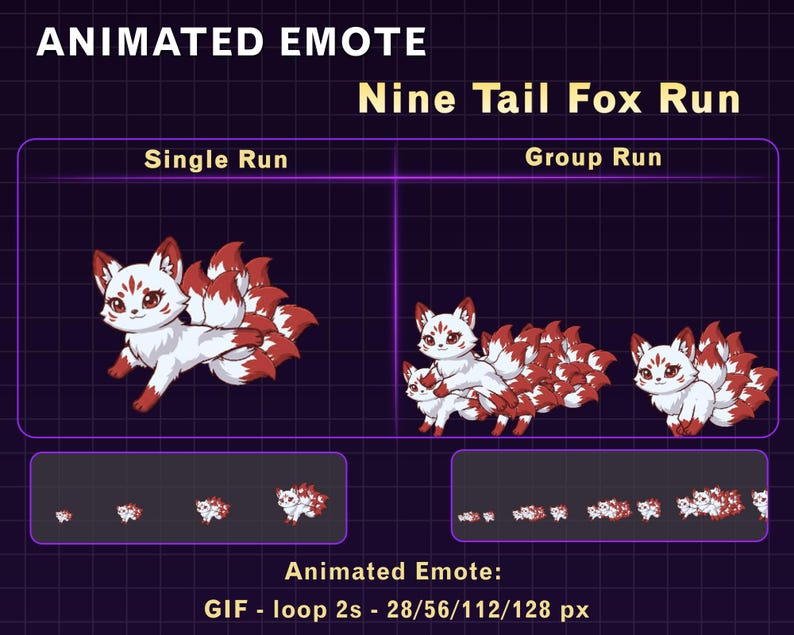 Animated Nine Tail Fox Run Emote Pack Twitch, Single & Group Run, Funny ...