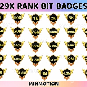 29x Ranks Twitch Bit Badges / Complete Twitch Bit Badges Set / Number ...