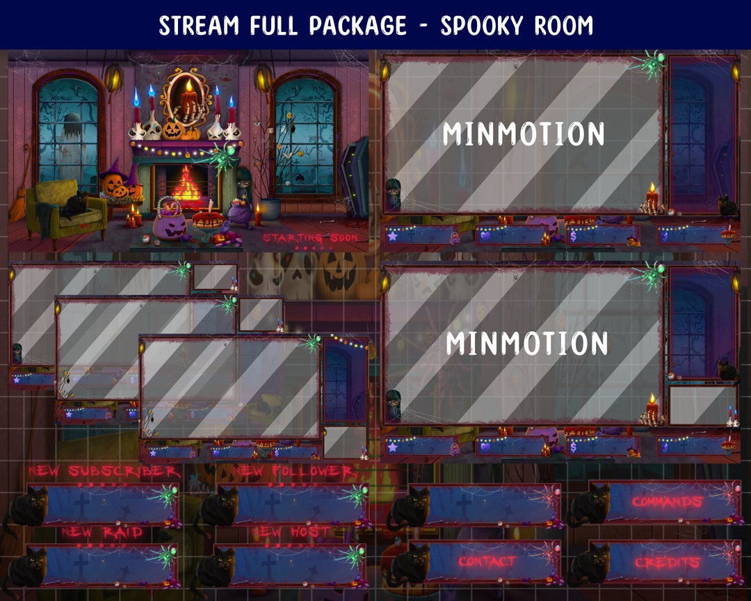 Animated Spooky Room Twitch Stream Full Package / Cozy Halloween Party ...