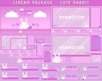 Twitch Stream Layout Package animated Pink Bunny - Etsy