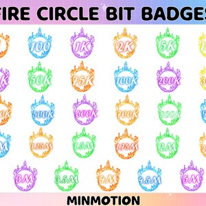 Fire Circle Bit Badges/ Complete Twitch Bit Badges Set/ Twitch Tier ...