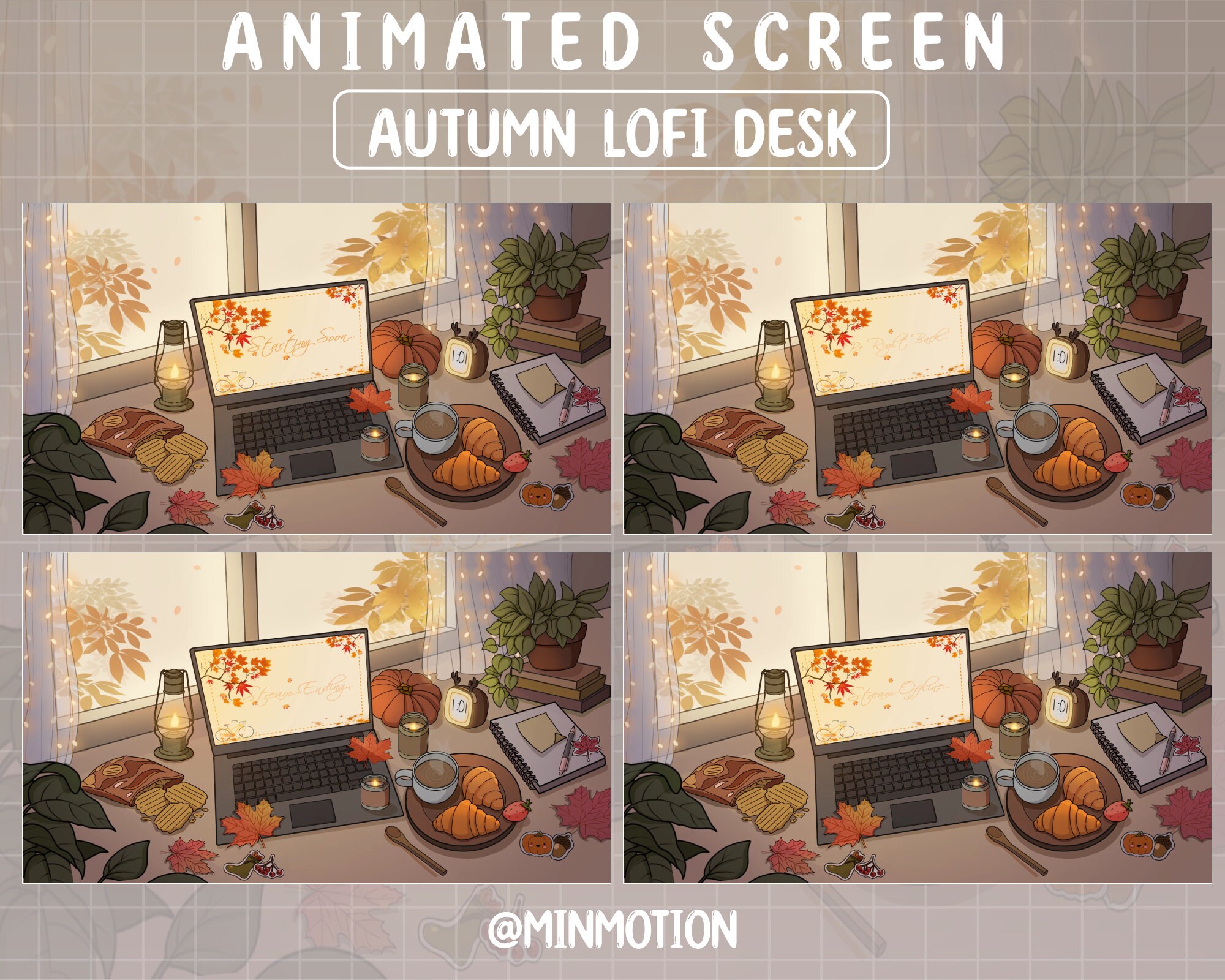 Animated Autumn Lofi Desk Twitch Stream Package/ Retro Lofi - Etsy