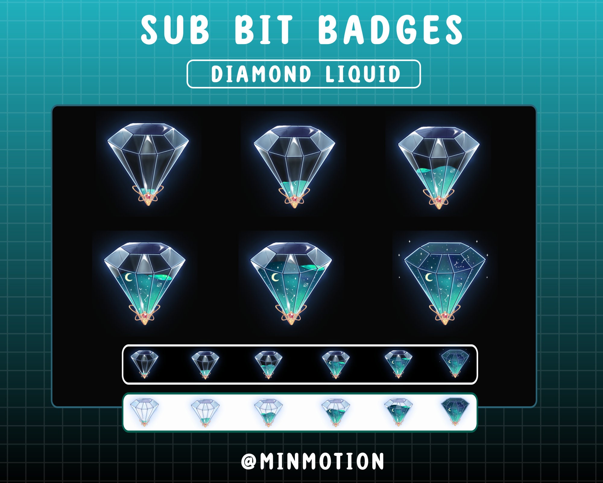 Twitch Sub Bit Badges / Diamond Liquid Badges for Streamer / - Etsy