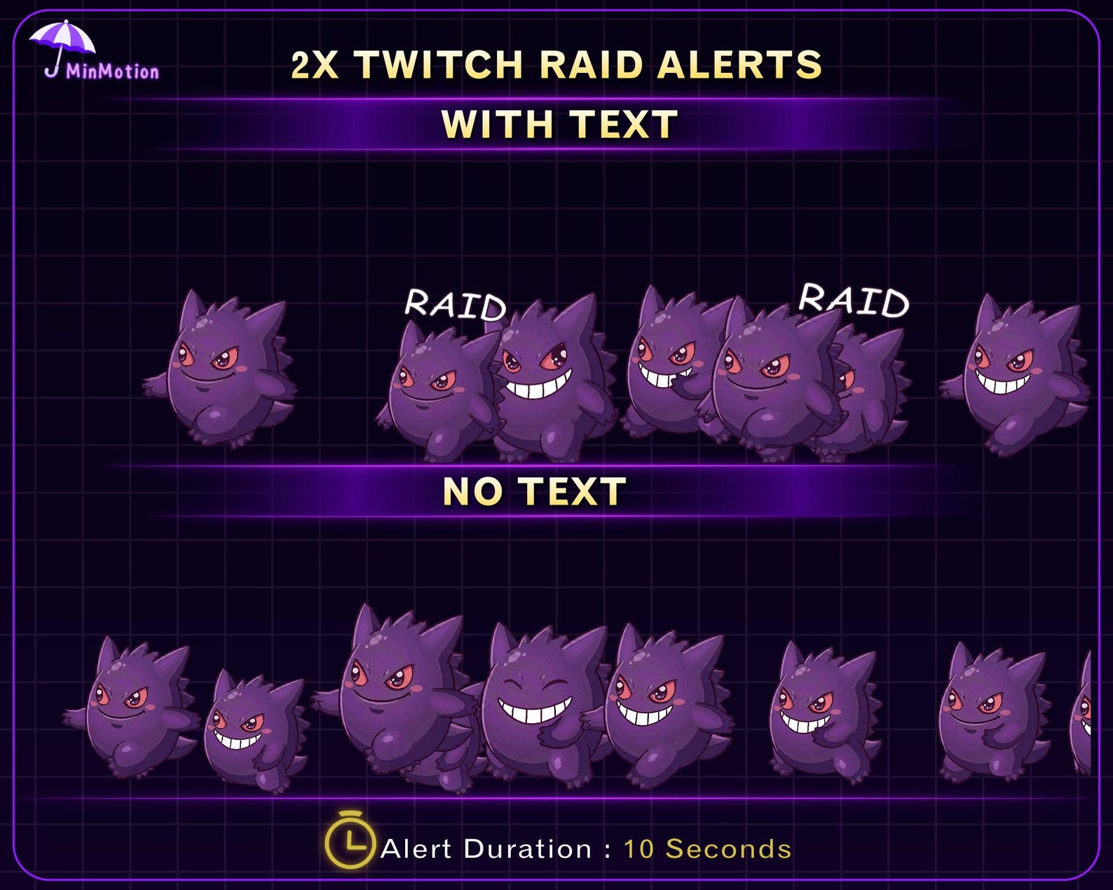 Animated Cute Gengar Running Twitch Raid Alert, Funny Gengar Stream ...