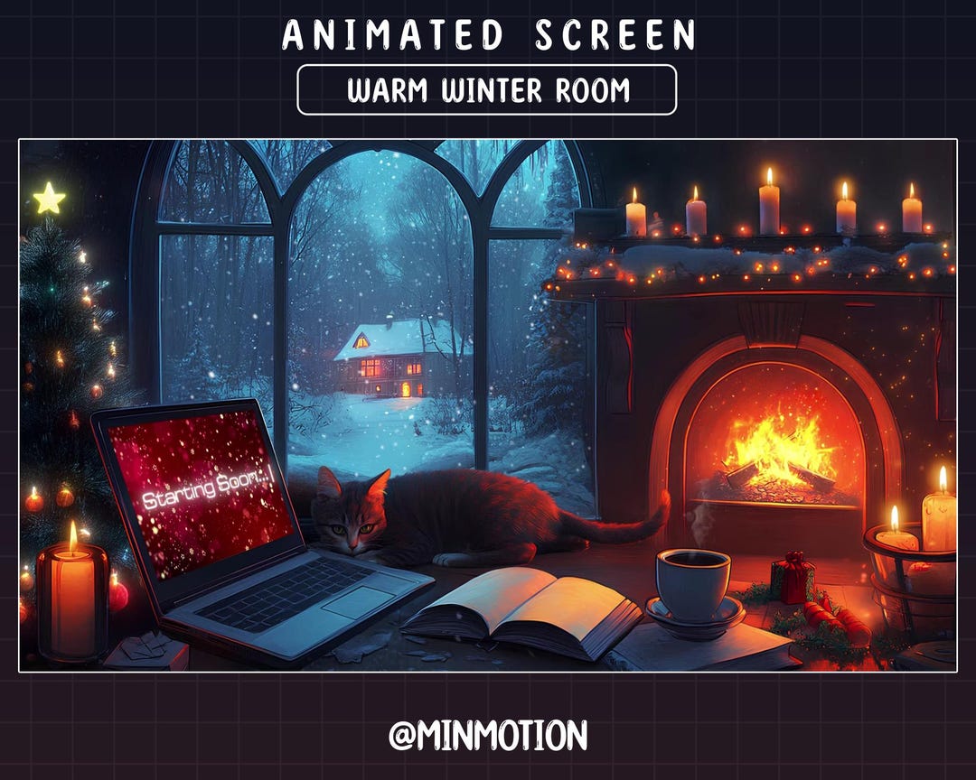 5x Animated Warm Winter Room Twitch Screen / Christmas Twitch Overlay ...