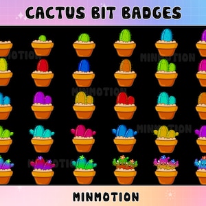 Cactus Twitch Sub Bit Badges / Kawaii Cactus Twitch / Number Bit Badges ...